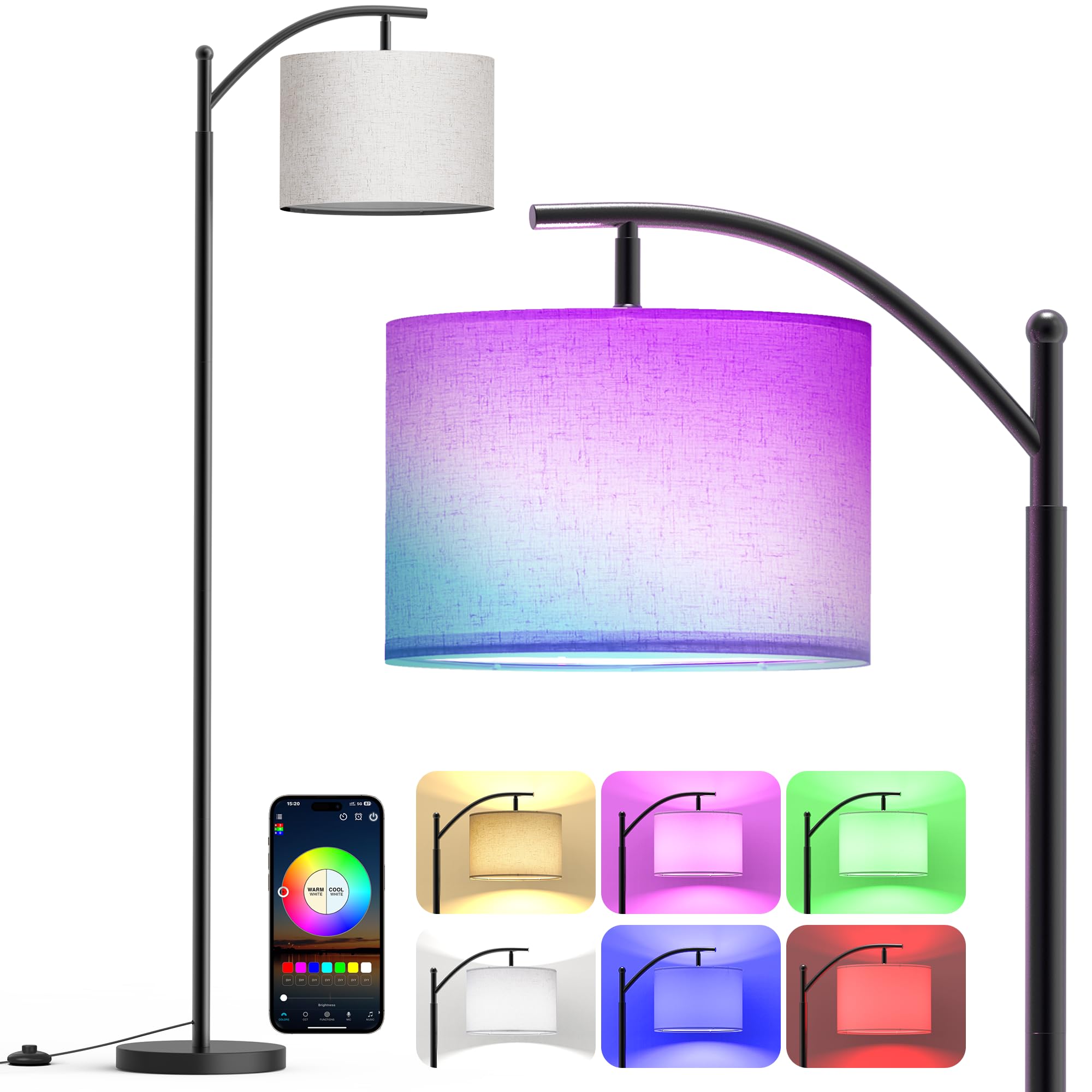 Floor Lamp for Living Room,Smart APP Remote Control Standing Floor lamp ...