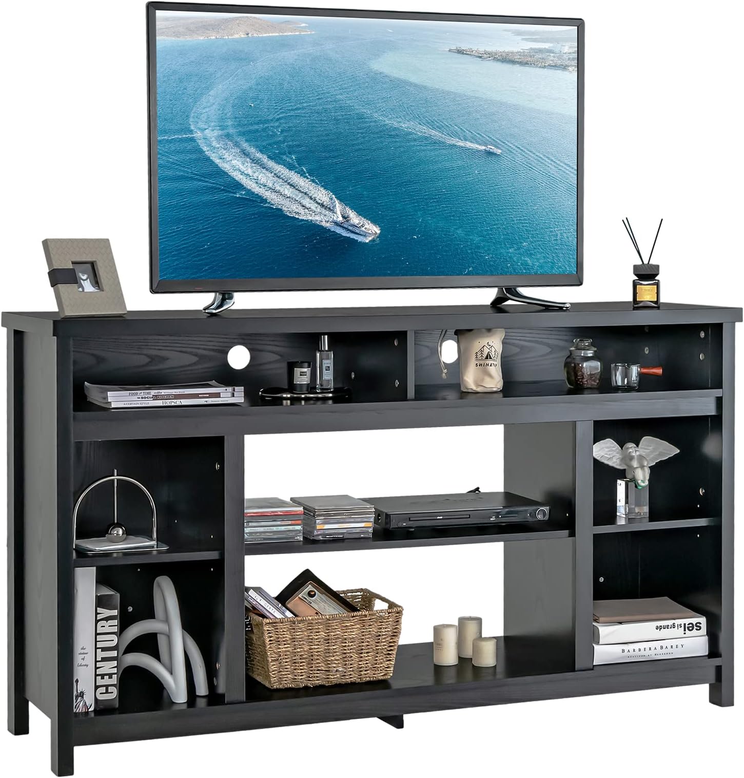 COSTWAY TV Stand for TVs up to 65 Inches, Wooden TV Cabinet Media ...