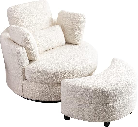 Amazon.com: Oversized Swivel Chair for Living Room, Modern Accent Round ...
