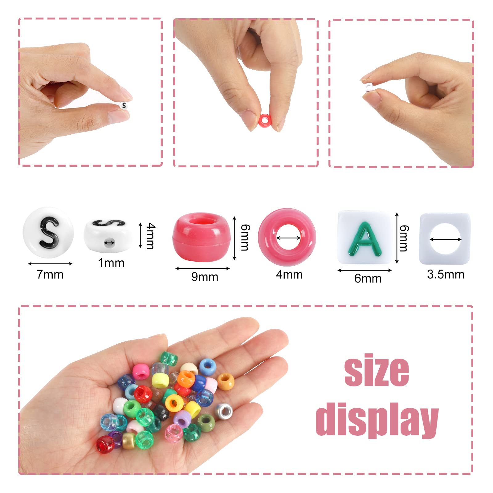 Snapklik.com : QUEFE 3510pcs 36 Colors, Hair Pony Beads Bulk