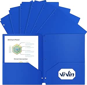 Amazon.com : ViVin Heavy Duty Plastic Folders with Pockets, 3 Hole Punched, Fits 8.5 * 11 Letter ...