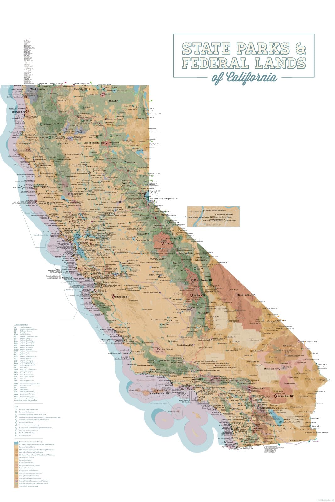 Laminated Map Large Detailed Administrative Map Of California State