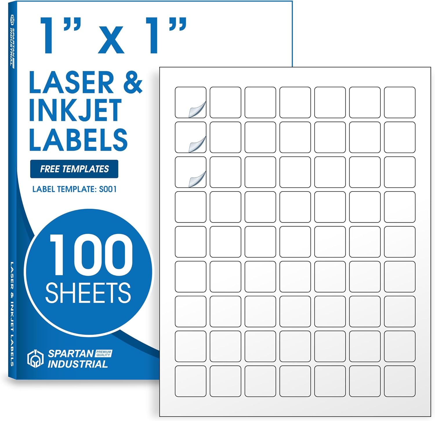 1" X 1" Square Printable Labels Compatible with Inkjet and Laser ...