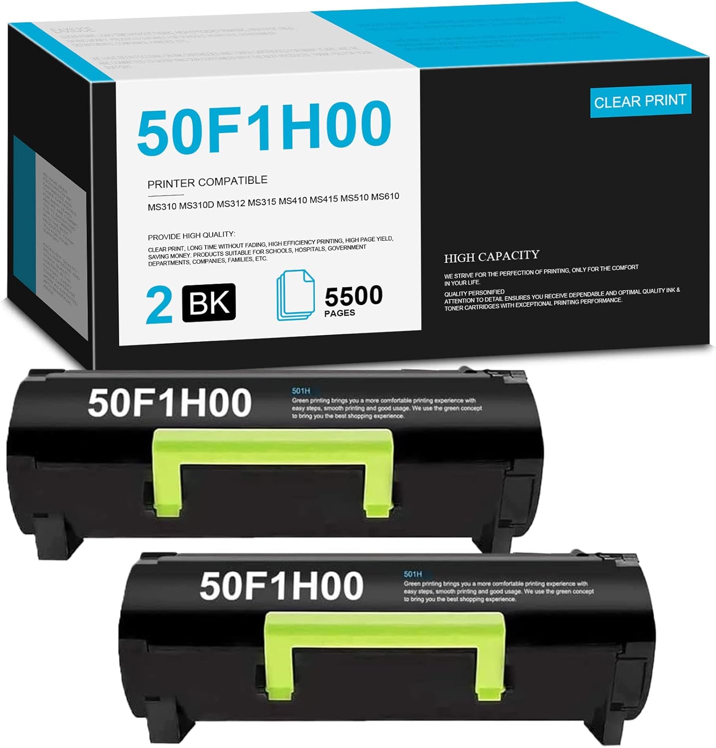 Amazon.com: MS310 MS410 Toner Cartridge - Dophen 2 Pack 501H 50F1H00 ...