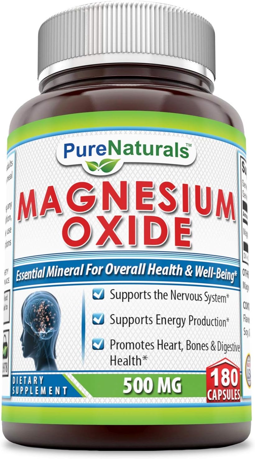 Amazon.com: Pure Naturals Magnesium Oxide Quick Release Capsules, 500 ...