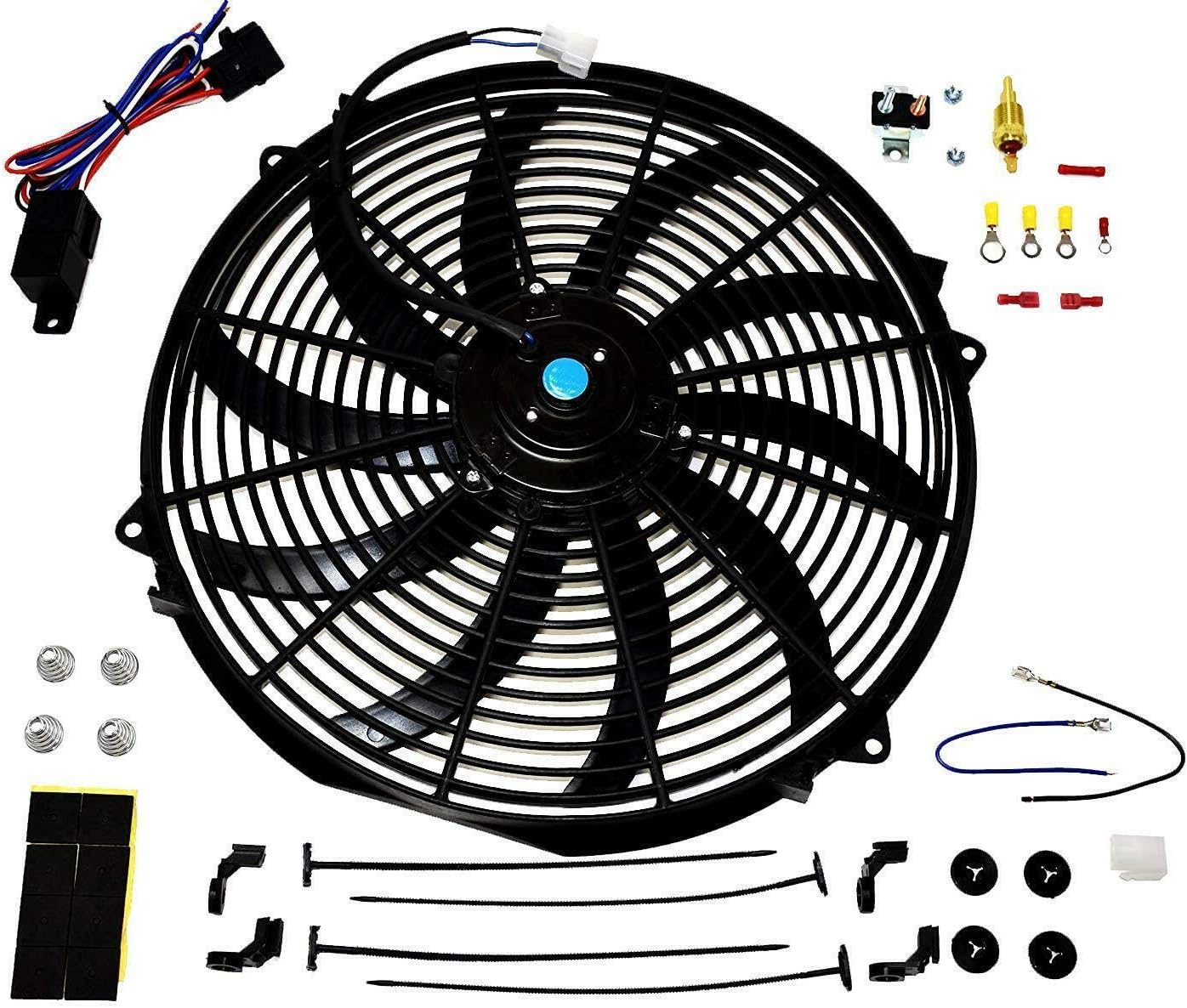 Amazon.com: 16 inch Electric Radiator Cooling Fan 12v 3000cfm Relay ...