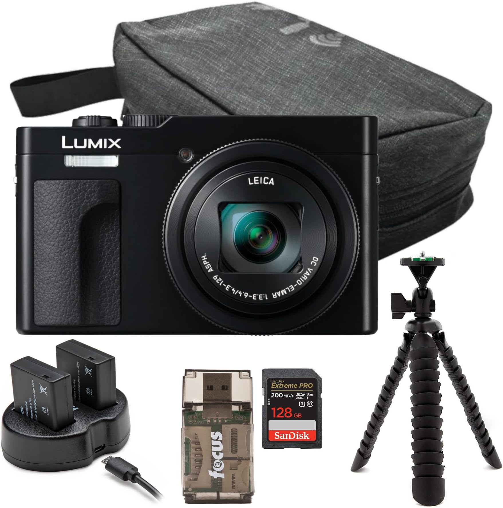Amazon.com : Panasonic LUMIX ZS99 30x Zoom Point Compact Digital Camera (Black) Bundle with ...