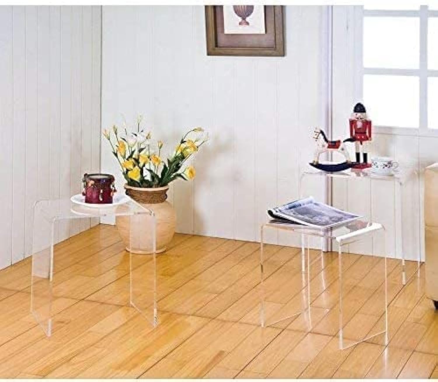 Acrylic Perspex Plastic Nest of Tables Living Room Table Hygienic Easy ...