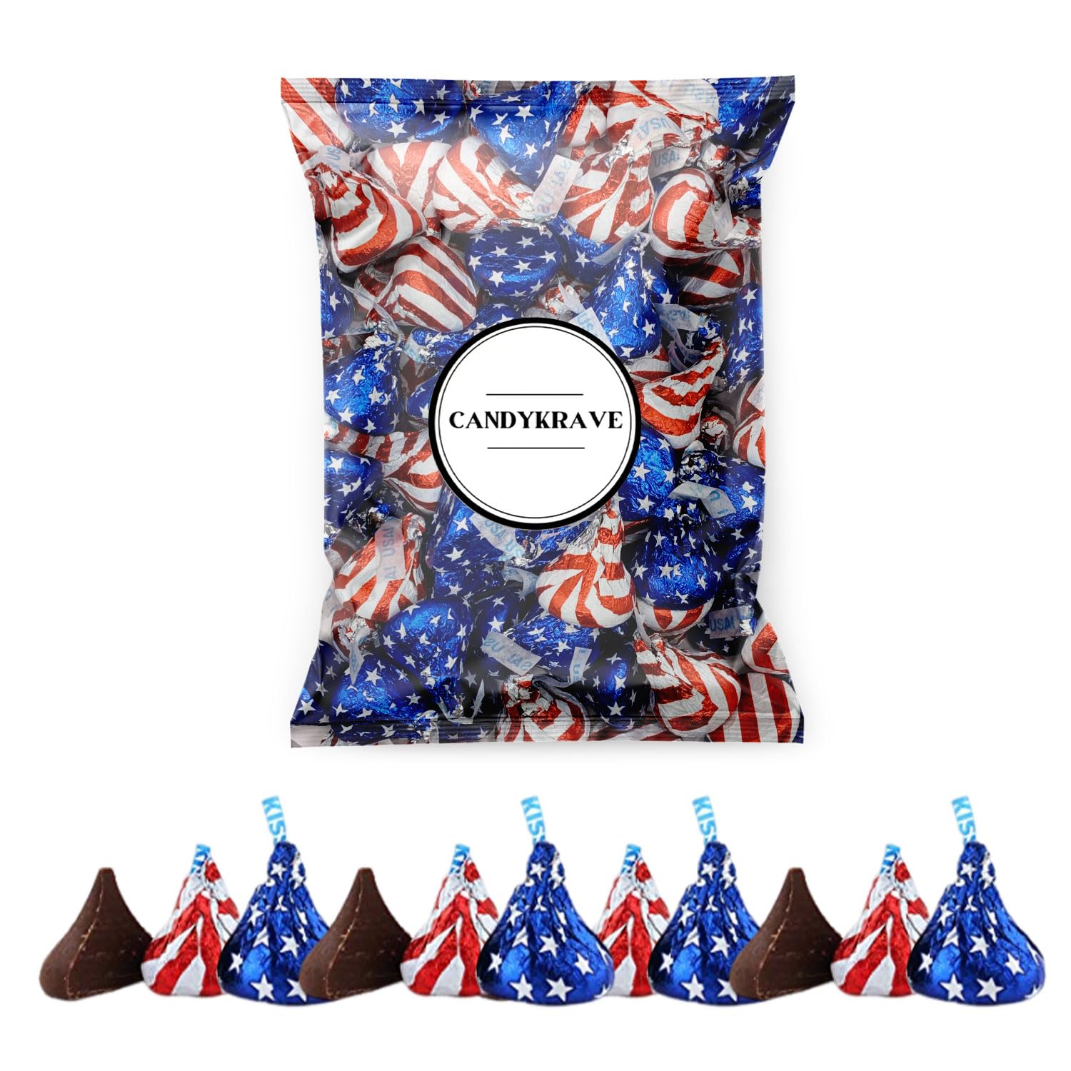 Amazon.com: Hersheys Kisses Milk Chocolate Candy - Limited 4th July ...