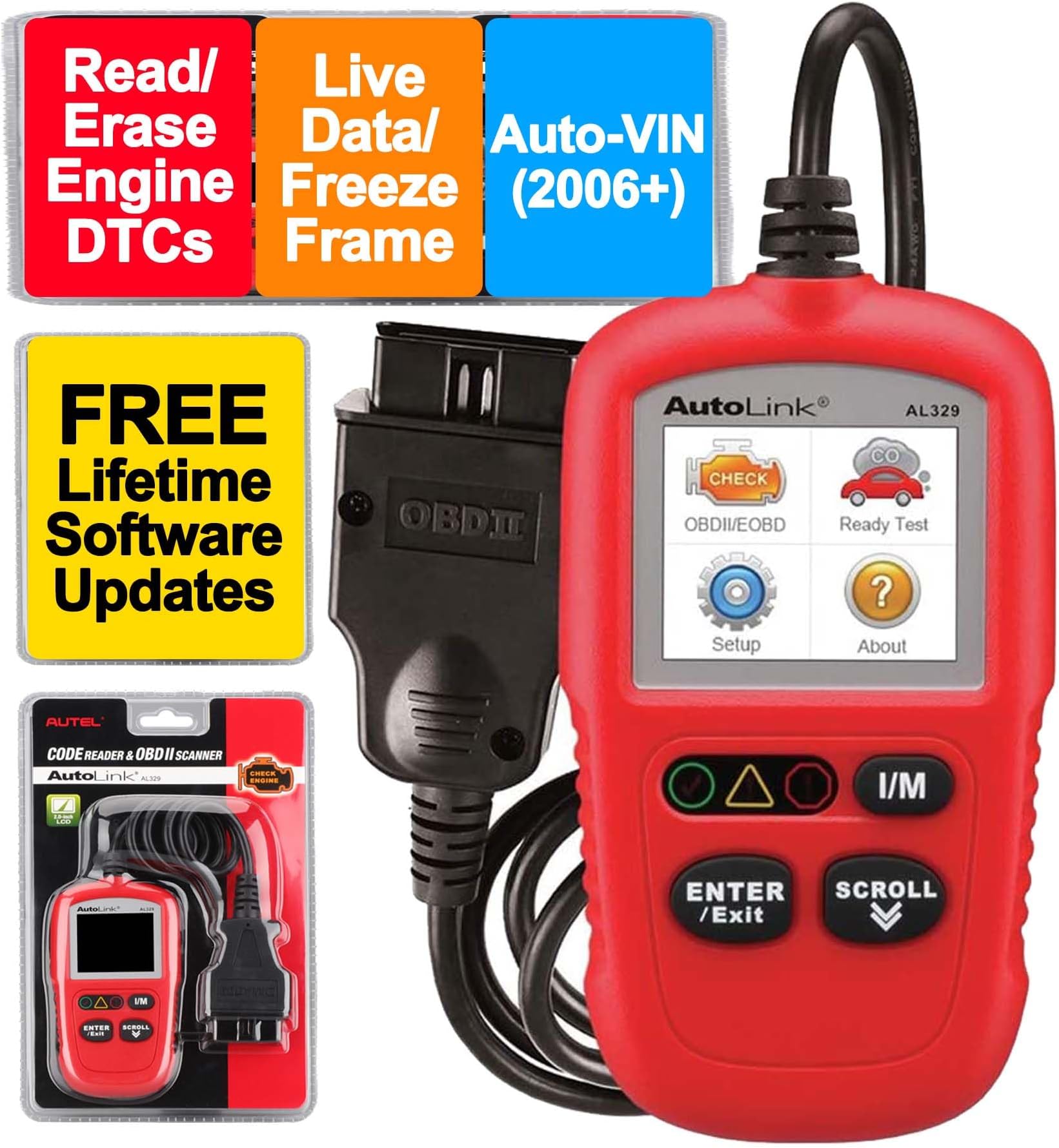 Amazon.com: Autel OBD2 Scanner AL329, Upgraded AutoLink AL319, Auto VIN ...