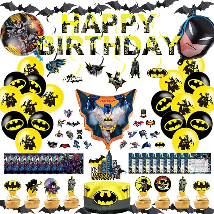 Buy 125 Pcs BatMan Birthday Party Supplies For Kids, BatMan Party ...