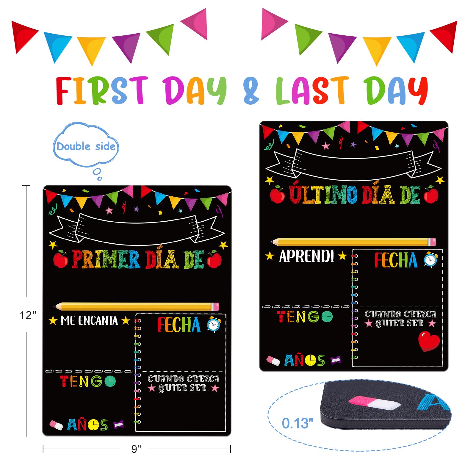 Snapklik.com : Spanish First & Last Day Of School Board - Double Sided ...
