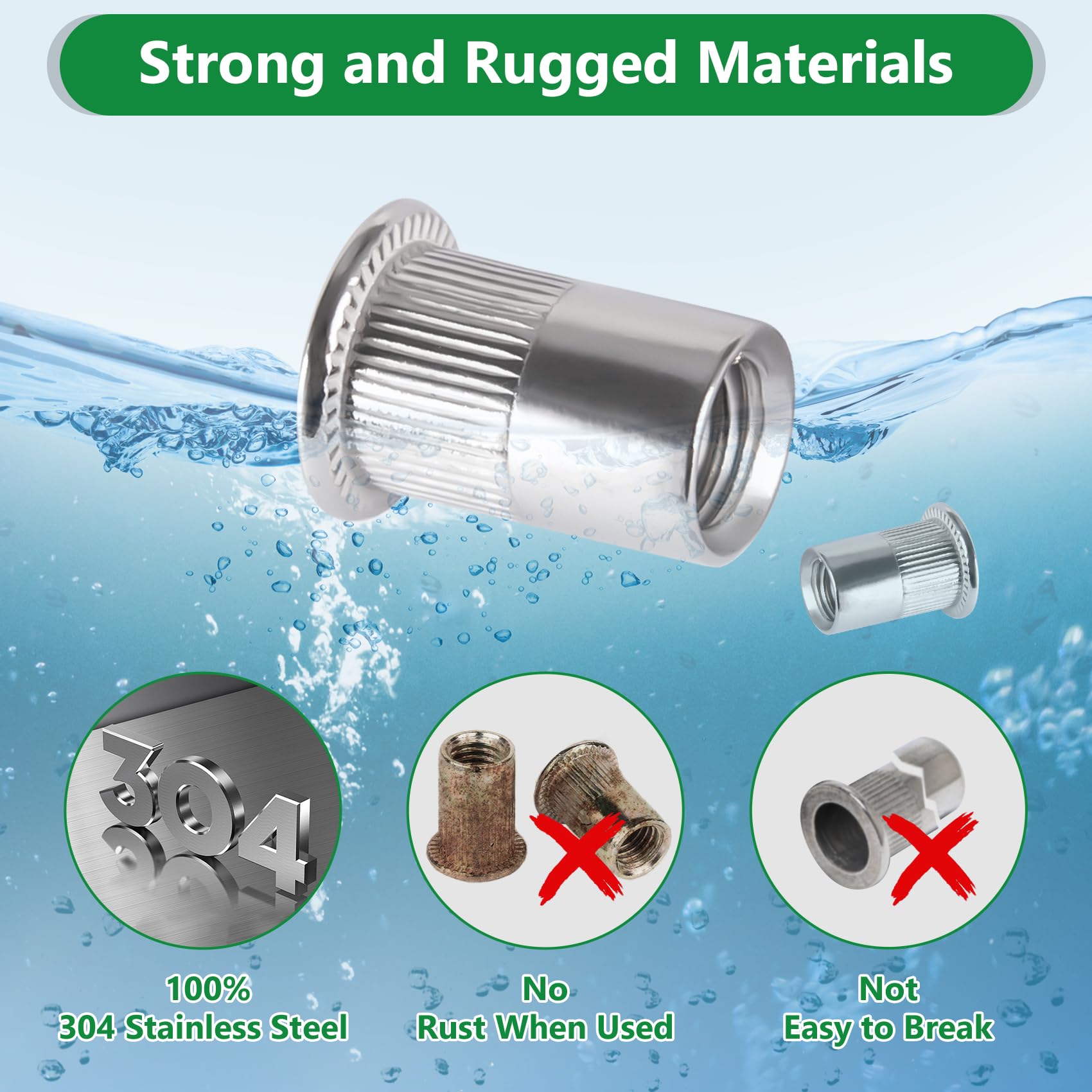 Snapklik.com : Rivet Nuts, 100 Pcs Metric Rivet Nut Kit, Rivet Nuts ...