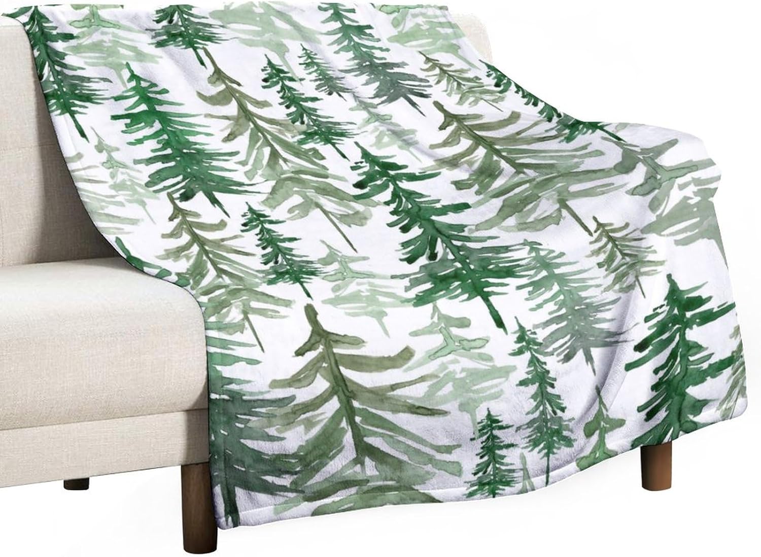 Amazon.com: Green Forest Tree Flannel Blankets, Pine Coniferou Trees ...