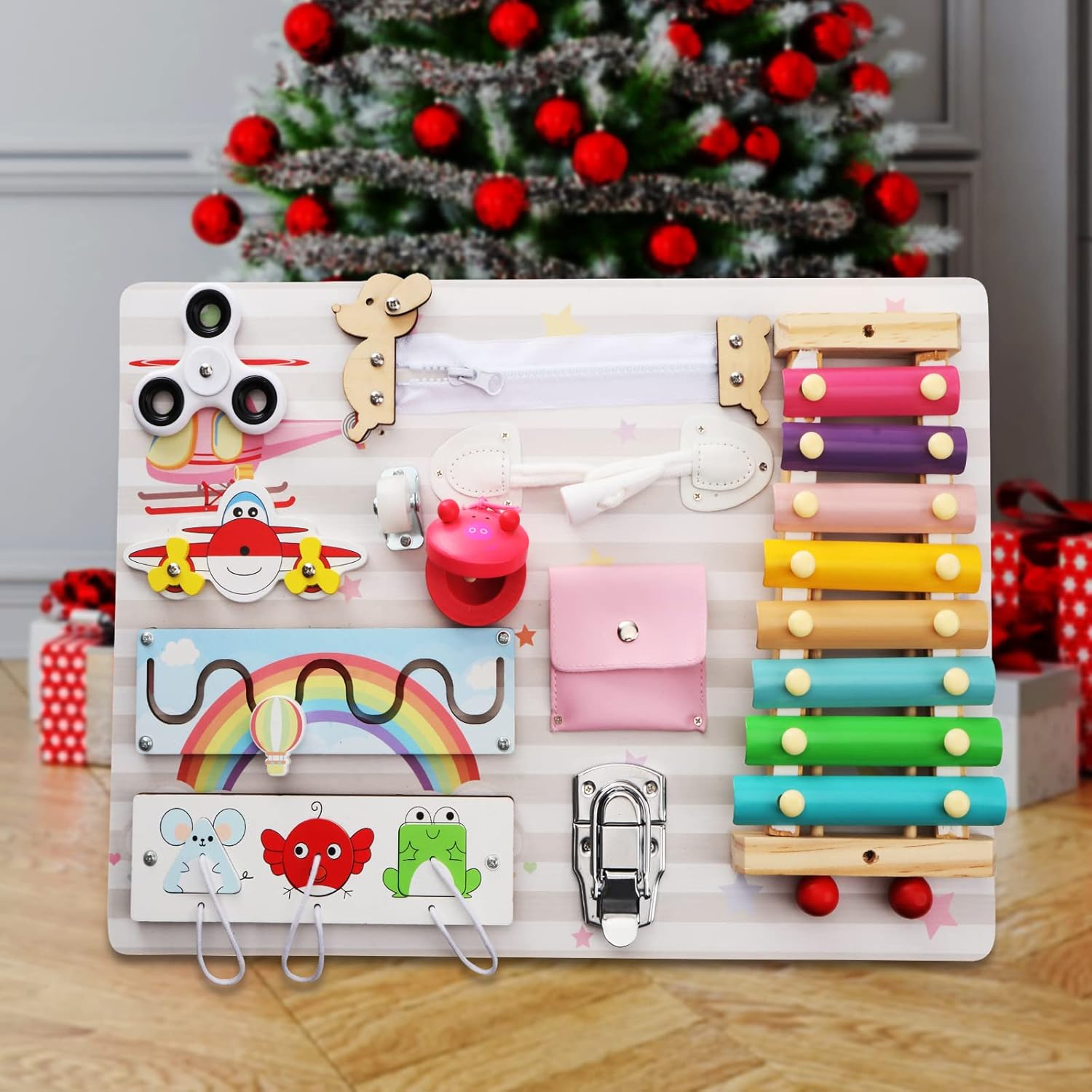 Amazon.com: Busy Board for Toddlers, Montessori Wooden Busy Board ...