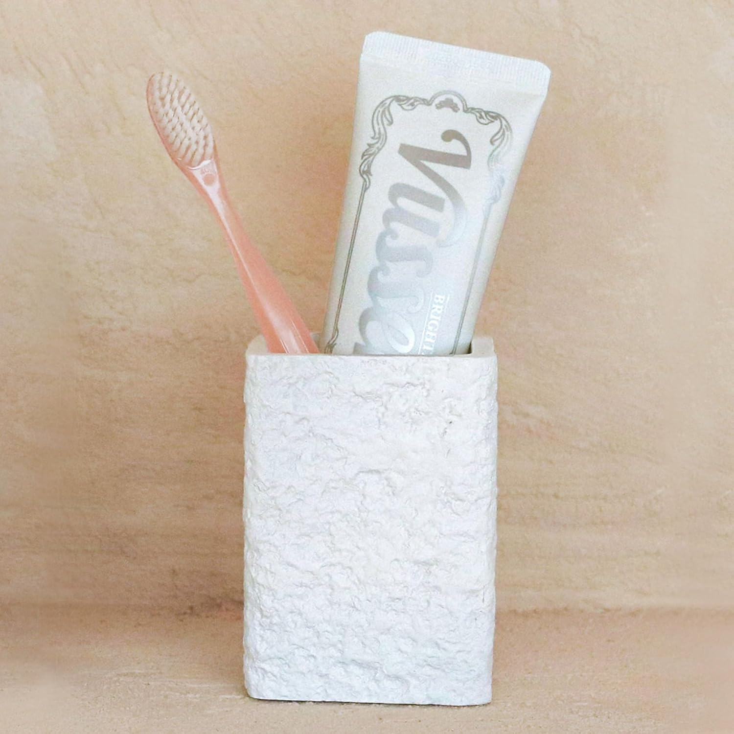 Amazon.com: Natural White Toothbrush Holder for Bathroom, Rough Stone ...