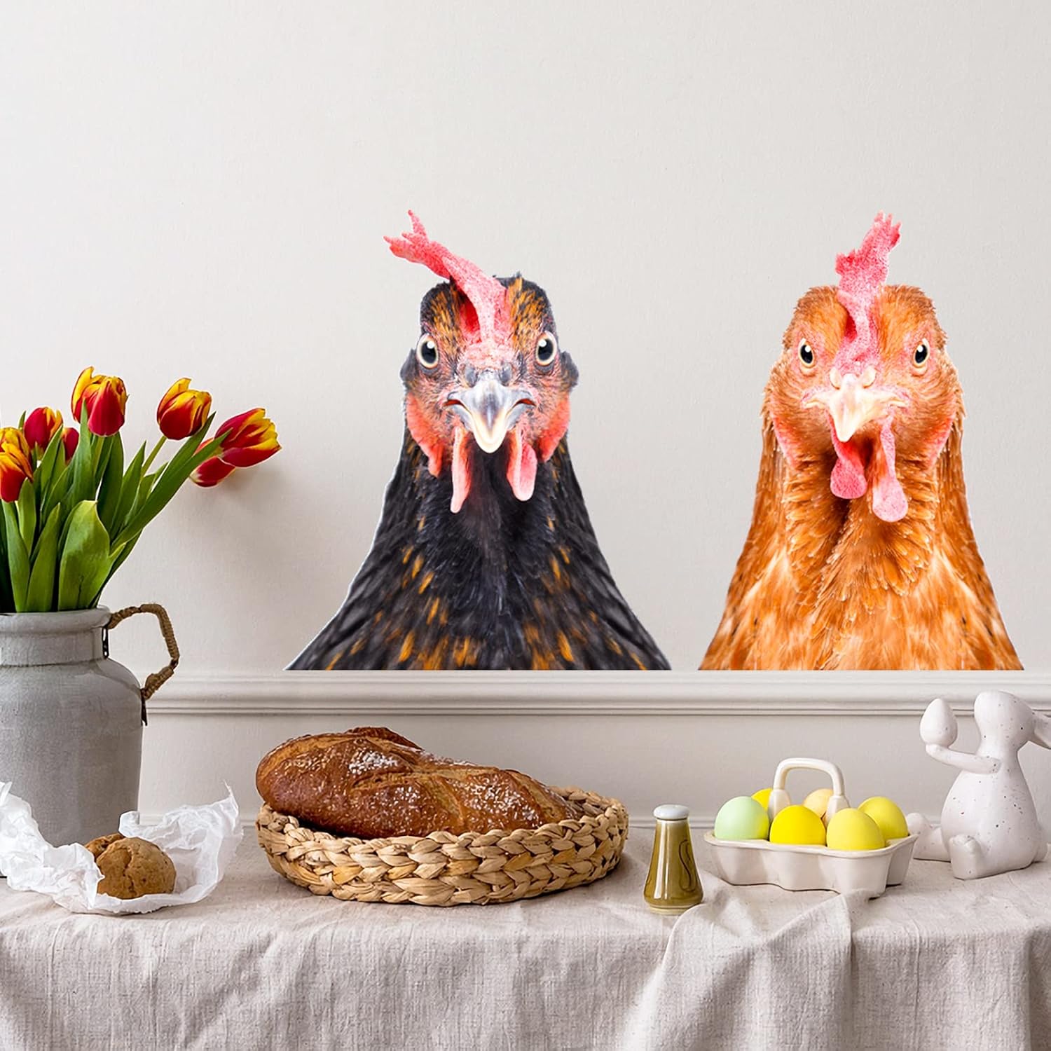 Amazon.com: AHNNER Chicken Wall Decals Peel and Stick Funny 2 Chicken ...