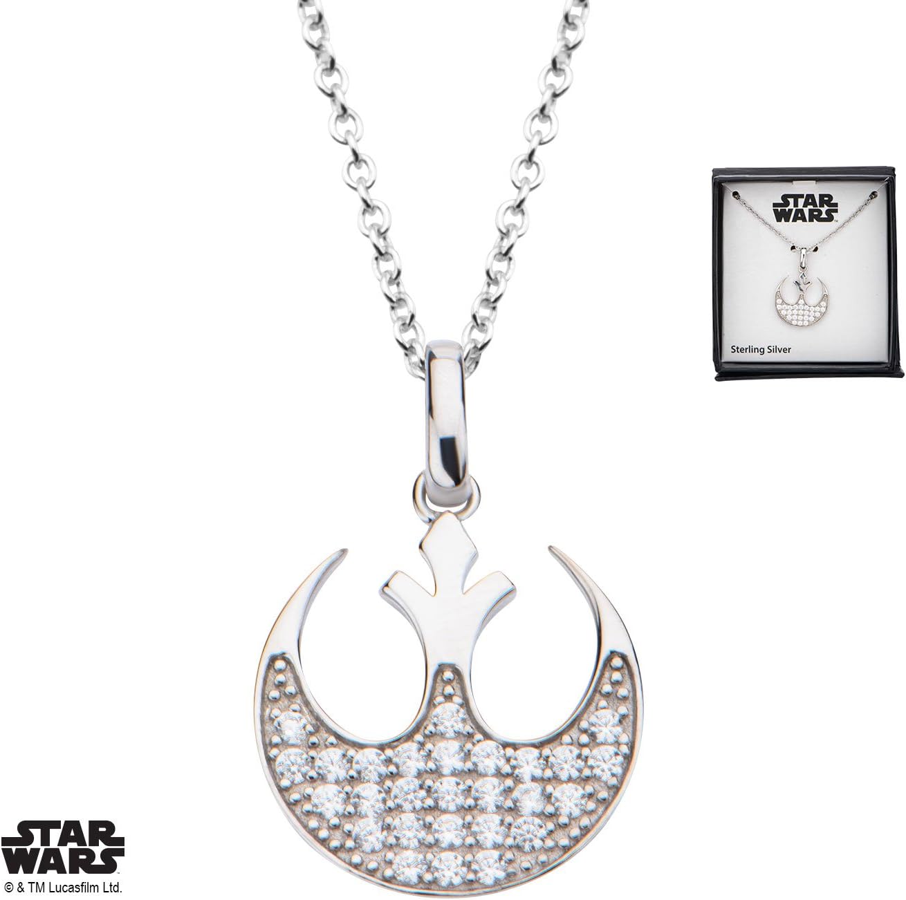 Amazon.com: Star Wars Rebel Symbol Bling Sterling Silver Necklace ...