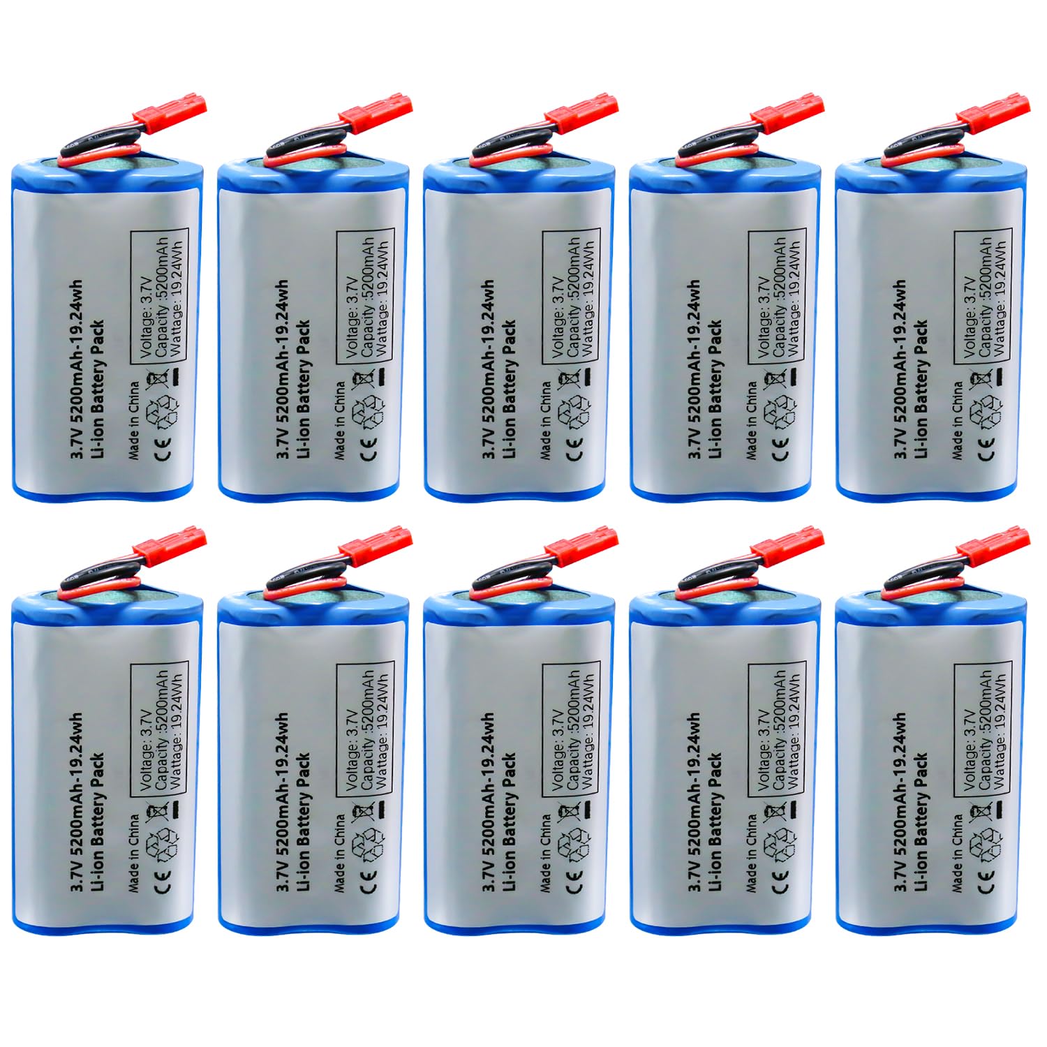 Snapklik.com : Qimoo 10x 37V 5200mah Rechargeable Battery Pack Lithium ...