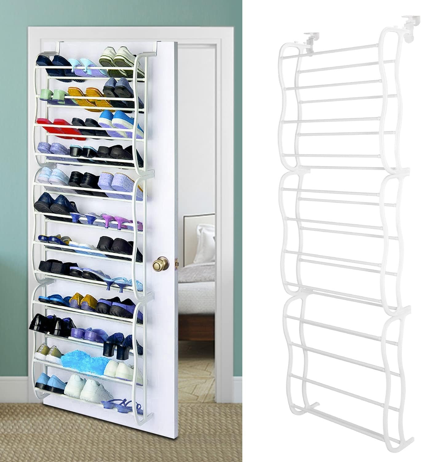 Amazon.com: Moclever 36Pair Over-The-Door Shoe Rack, 12 Layers Wall ...