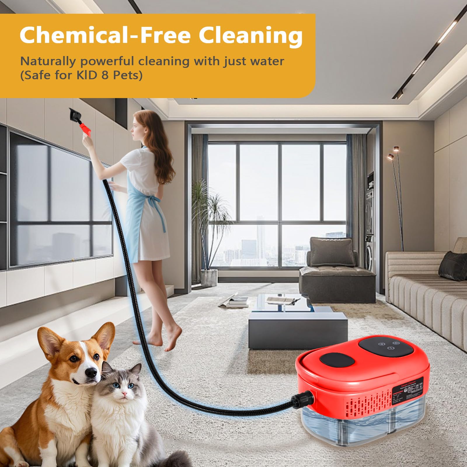 Sakerplus Steam Cleaner HUSHOF Stem Clener, 1500W Powerful Stem Clener ...
