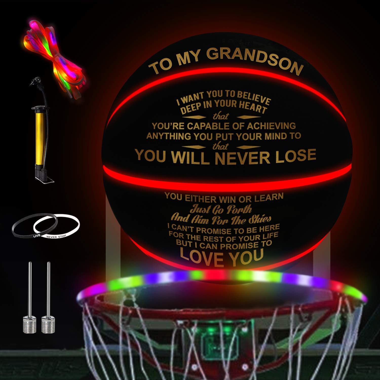 Kenon Engraved Light Up Led Basketball - Glow in The Dark Basketbal ...