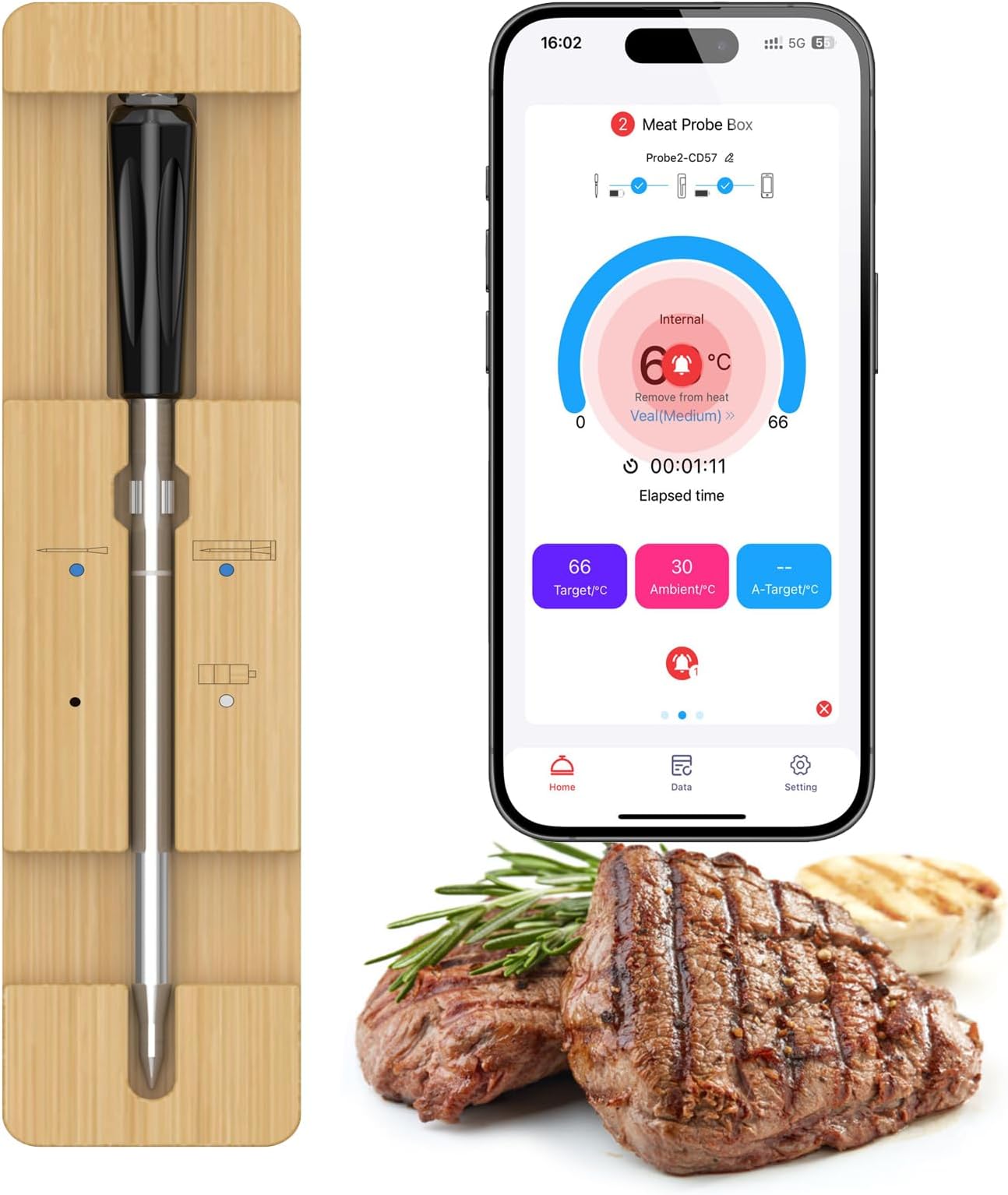 ThermoPro TempSpike Termometro Bluetooth Fino a 150 M Cucina Barbecue ...