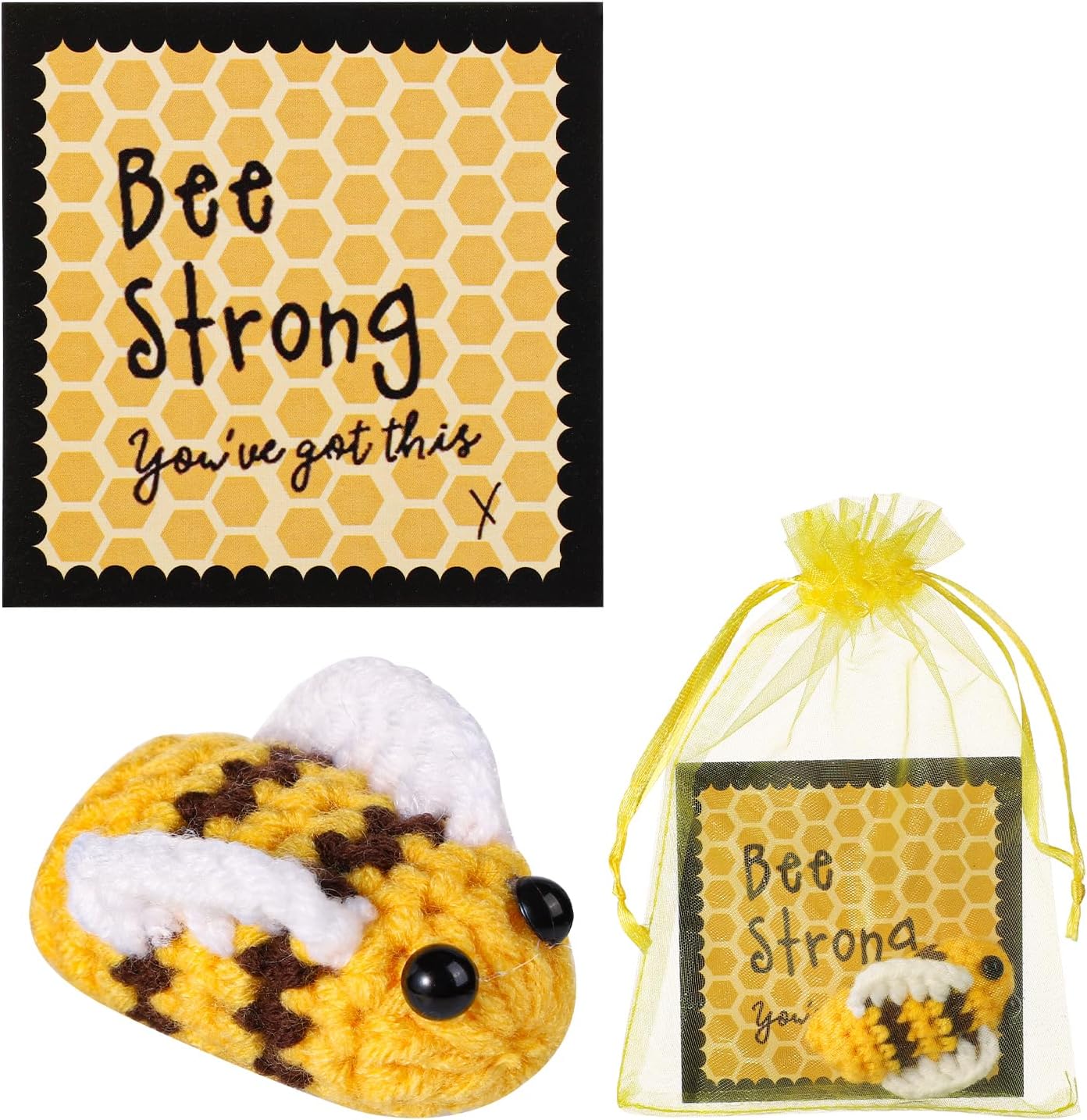 Amazon.com: BOXOB Bee Crochet Doll, Knitted Pocket Hug Gift with ...