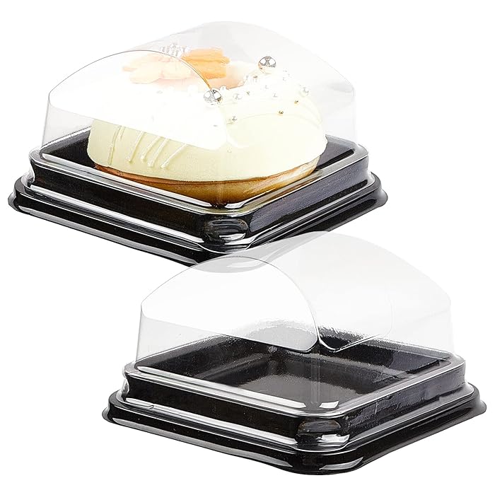 Buy 50 Pack Mini Cake Containers Clear Plastic Square Cake Box with ...