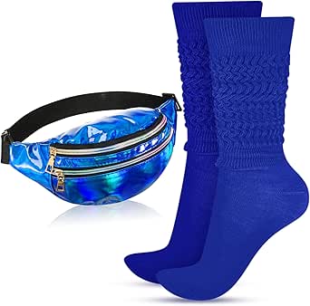 Amazon.com: Tarpop 80s Neon Women Socks Holographic Fanny Pack Slouch ...