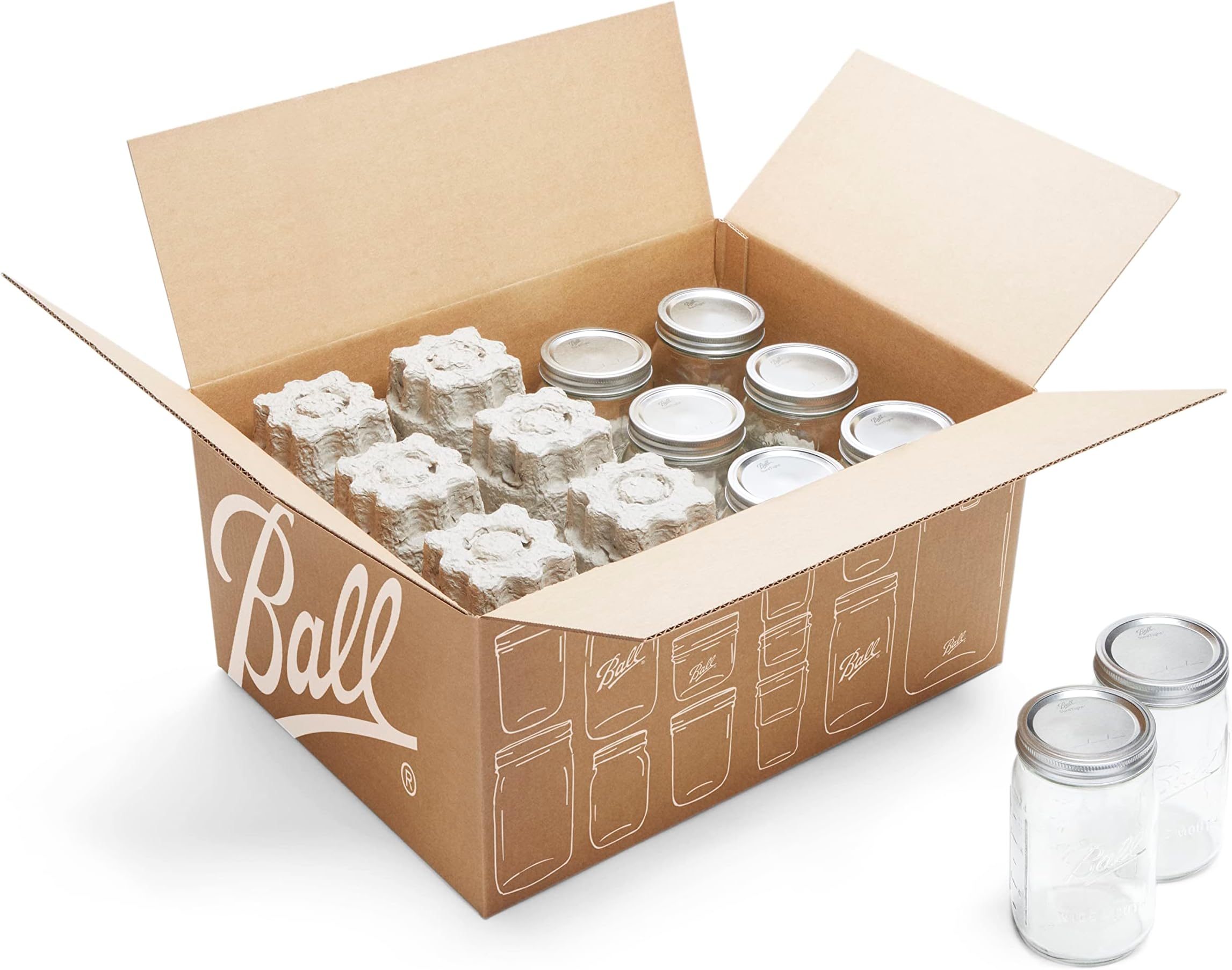 Amazon.com: Ball Pint Jar, Regular Mouth, Set of 12, (16 oz): Home ...