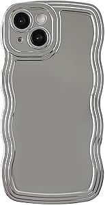 Amazon.com: Caseative Solid Color Curly Wave Frame Soft Compatible with iPhone Case (Light ...
