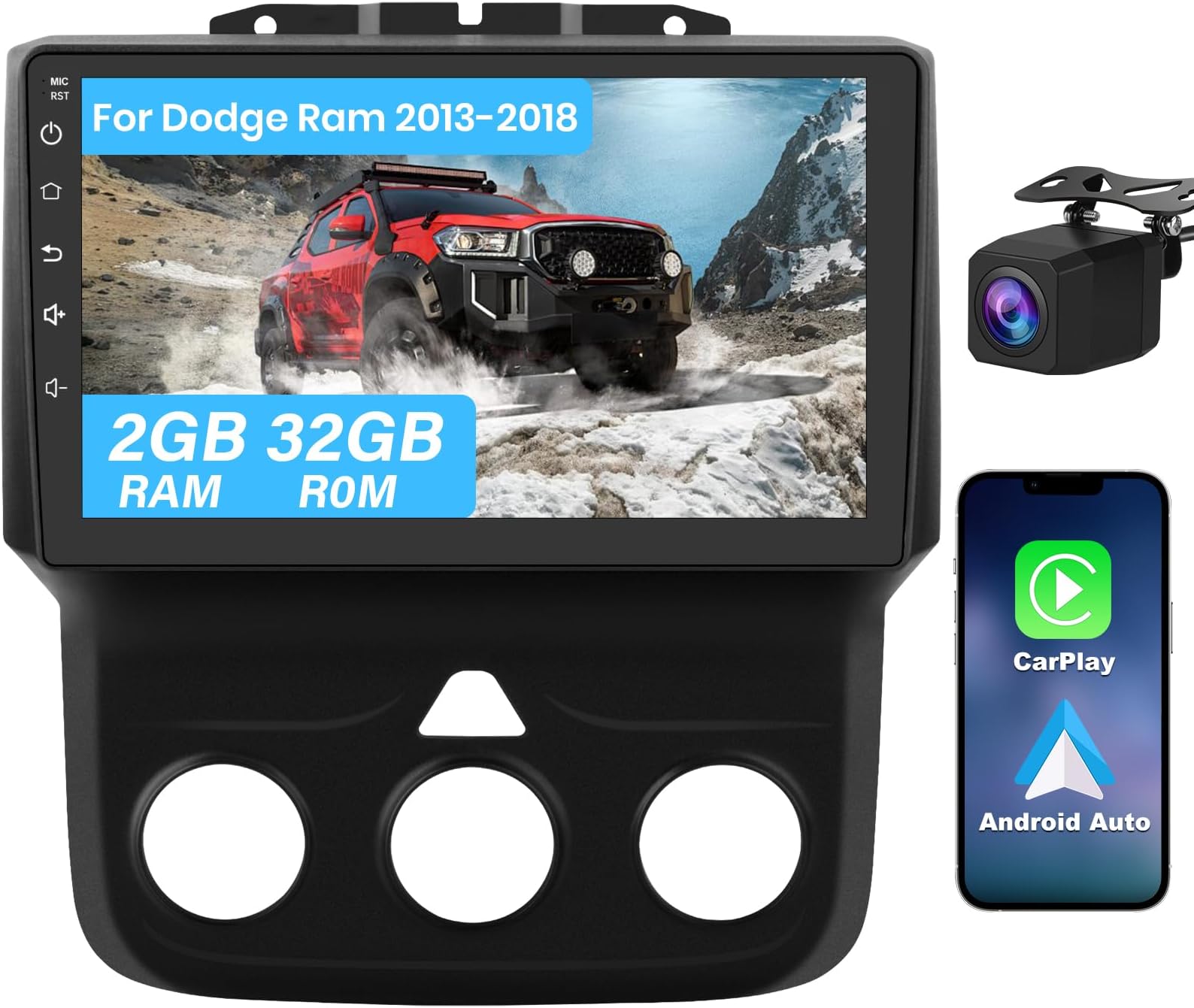 Amazon.com: RONGJI 4+64GB Car Radio Stereo for Dodge Ram 1500 2500 3500 ...