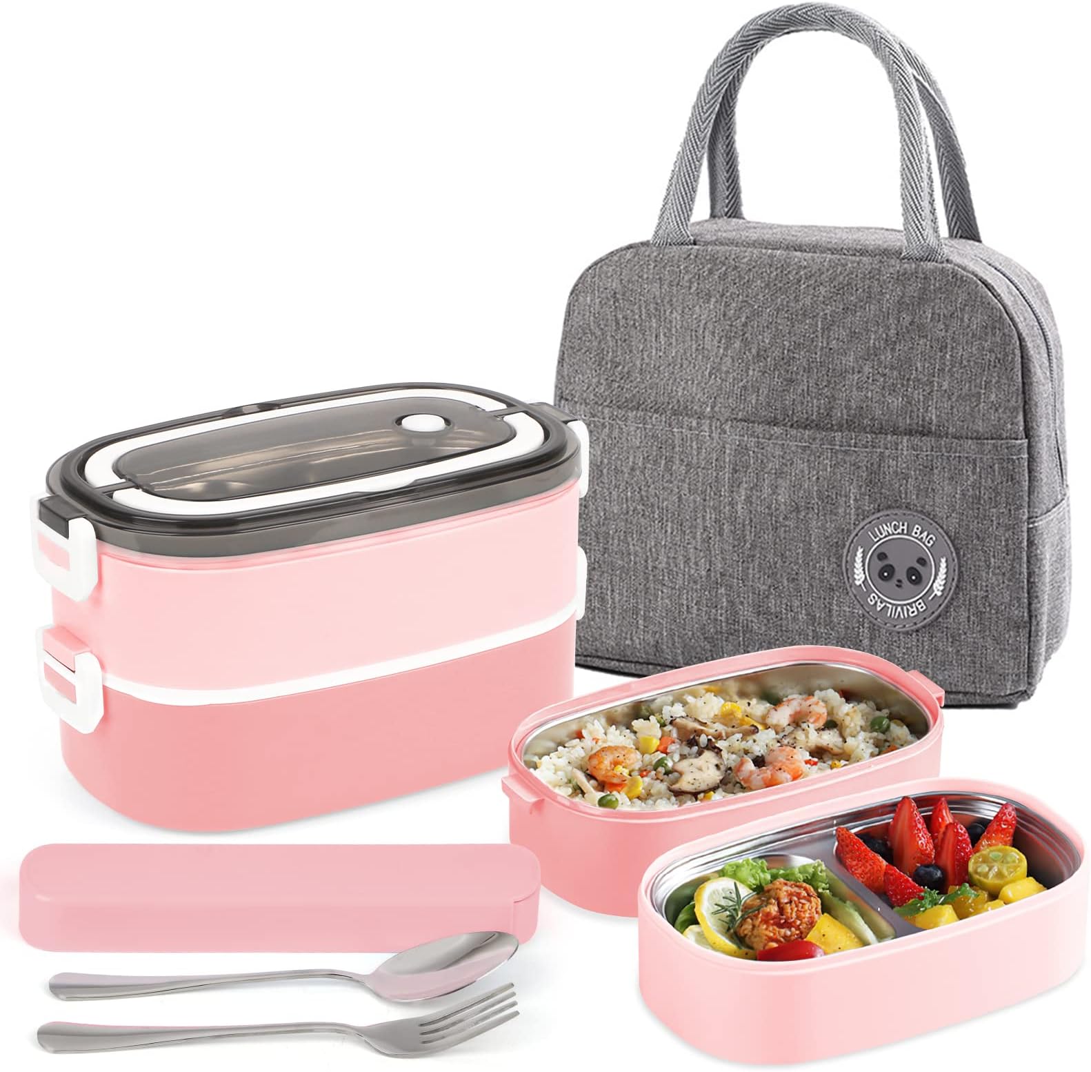 UHAPEER 2 Tier boîtes Bento avec sac à lunch & Couverts, avec ...