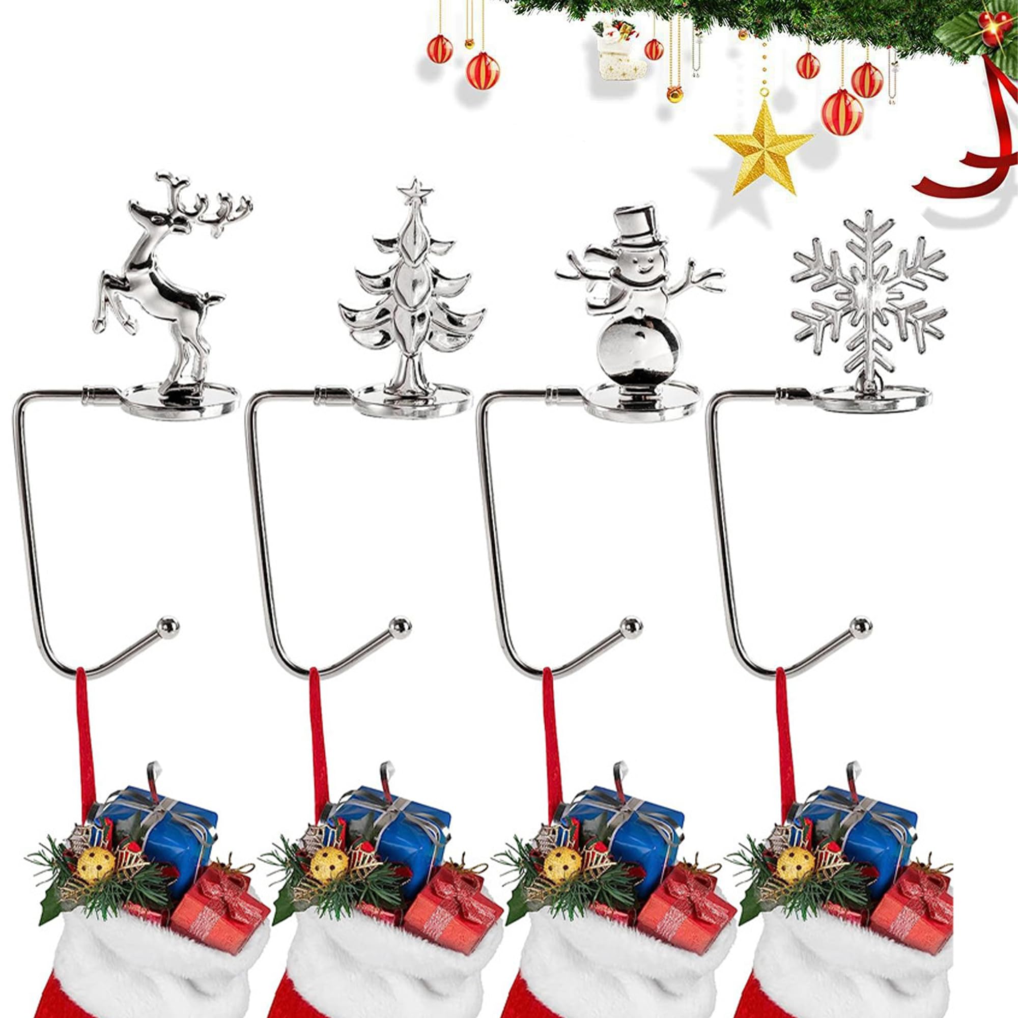 TNBRUA 4Pcs Christmas Stocking Holders, Mantel Christmas Stocking ...