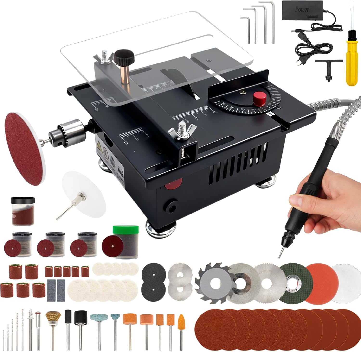 Mini Table Saw, Mini Multi Functional Table Saw for Crafts with Full ...