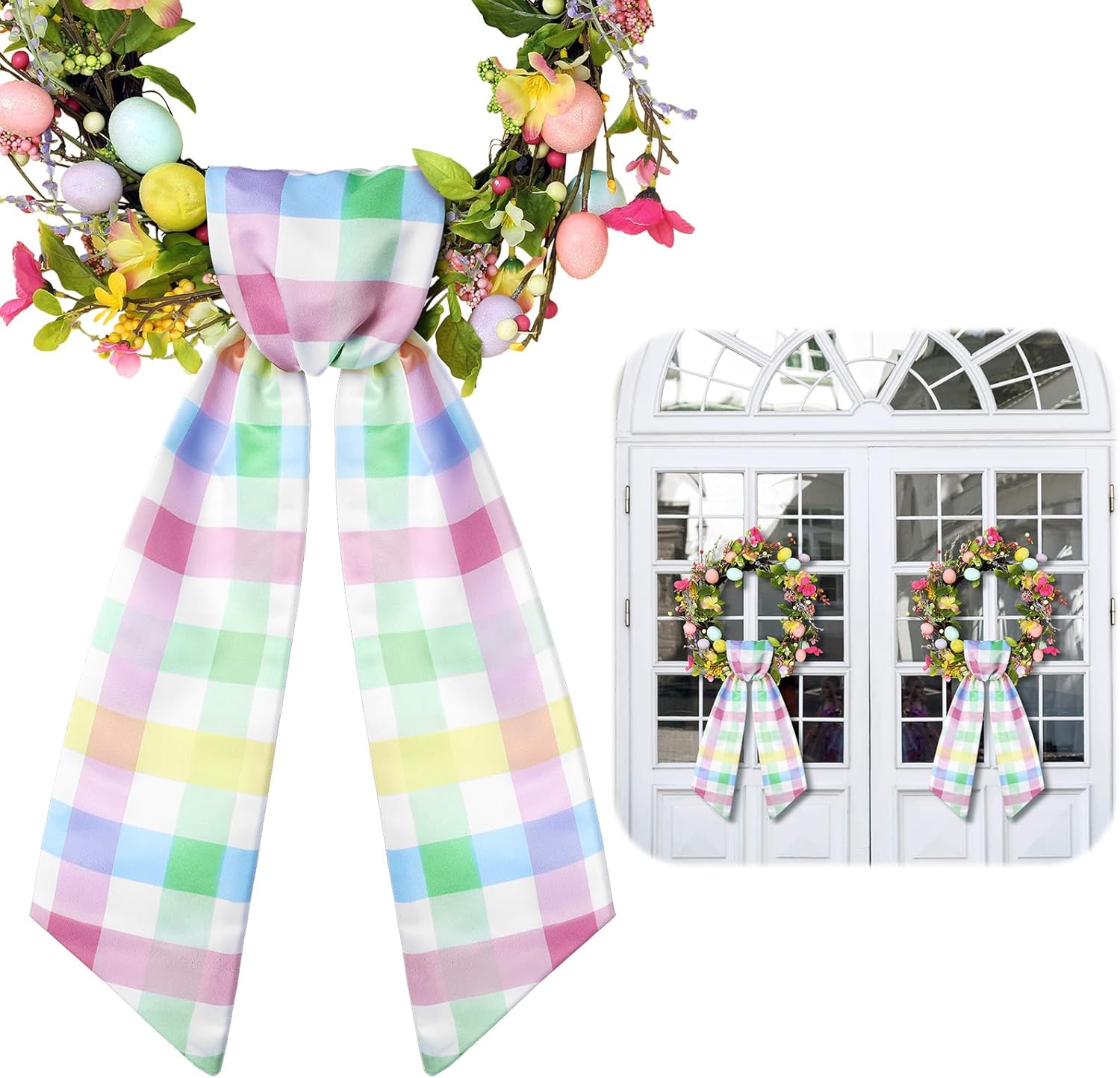 Amazon.com: Jeere 2 Pcs Easter Wreath Sash Spring Satin Sash for Front ...