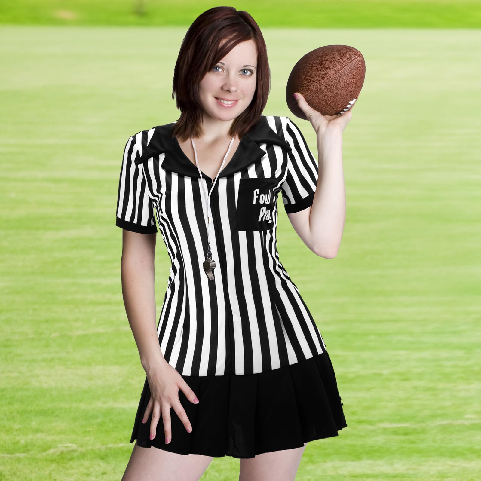 Yahenda Women Referee Costume Set Black and White Stripe Referee Zipper ...