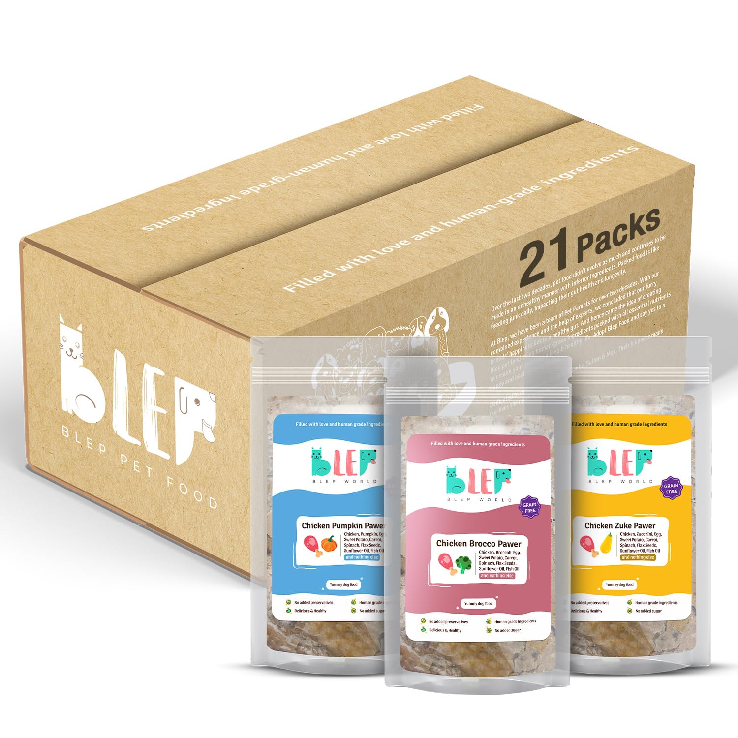 BLEP Fresh Dog Food (Wet)-A Complete Meal Pack of 21-(100gmx7 Each ...