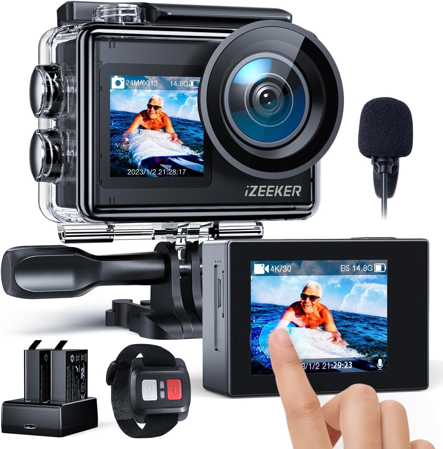 iZEEKER Action Camera 4K 24MP, 40M Waterproof Underwater Camera for ...