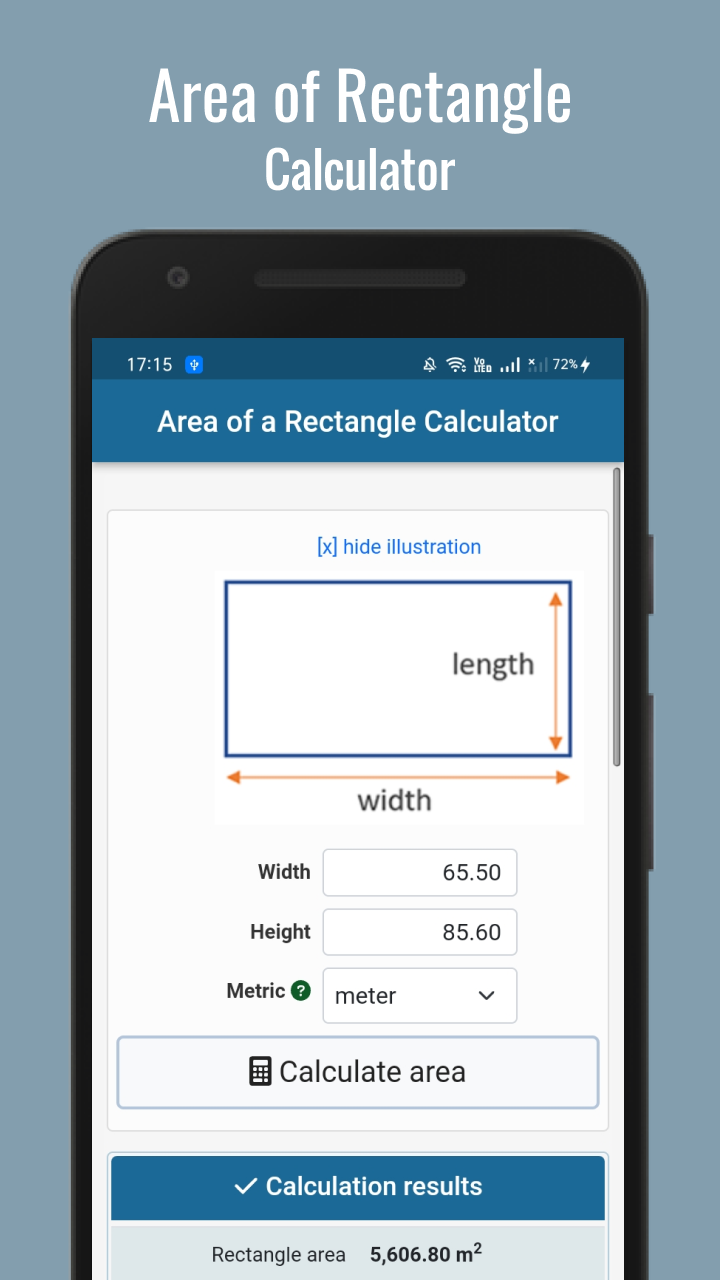 Area of a Rectangle Calculator - App on Amazon Appstore