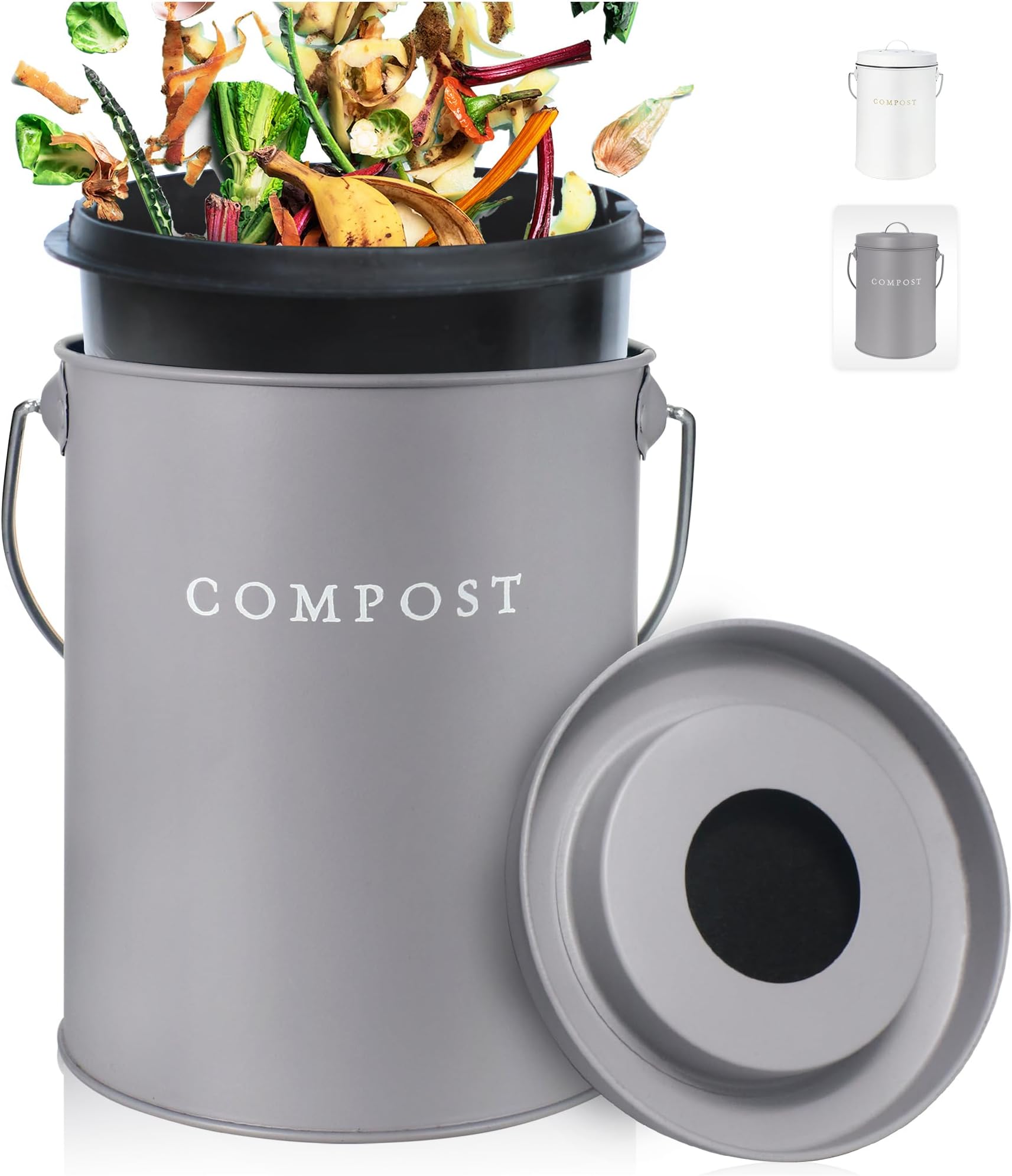 Amazon.com : Kimicr 1.3 Gallon Compost Bin Kitchen Counter, Stainless ...