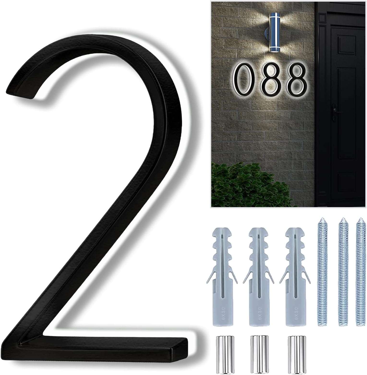 Amazon.com: Backlit LED Home Address Numbers, 8 Inch House Numbers ...