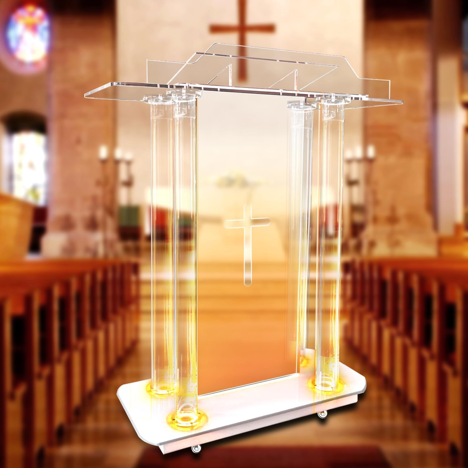 Amazon.com : LayBurst Church Pulpit,Transparent LED Acrylic Podium with ...