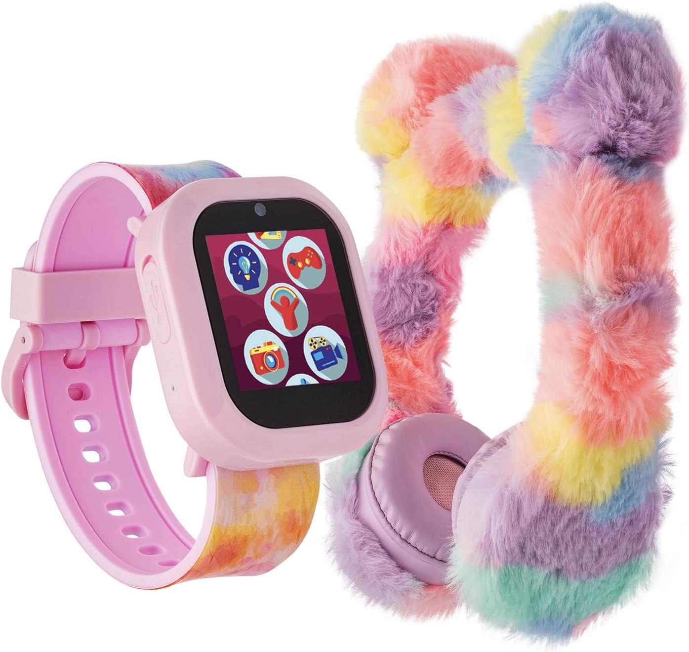 Amazon.com: iTech Jr Kids Fuzzy Pastel Pom Balls Smartwatch with On Ear ...