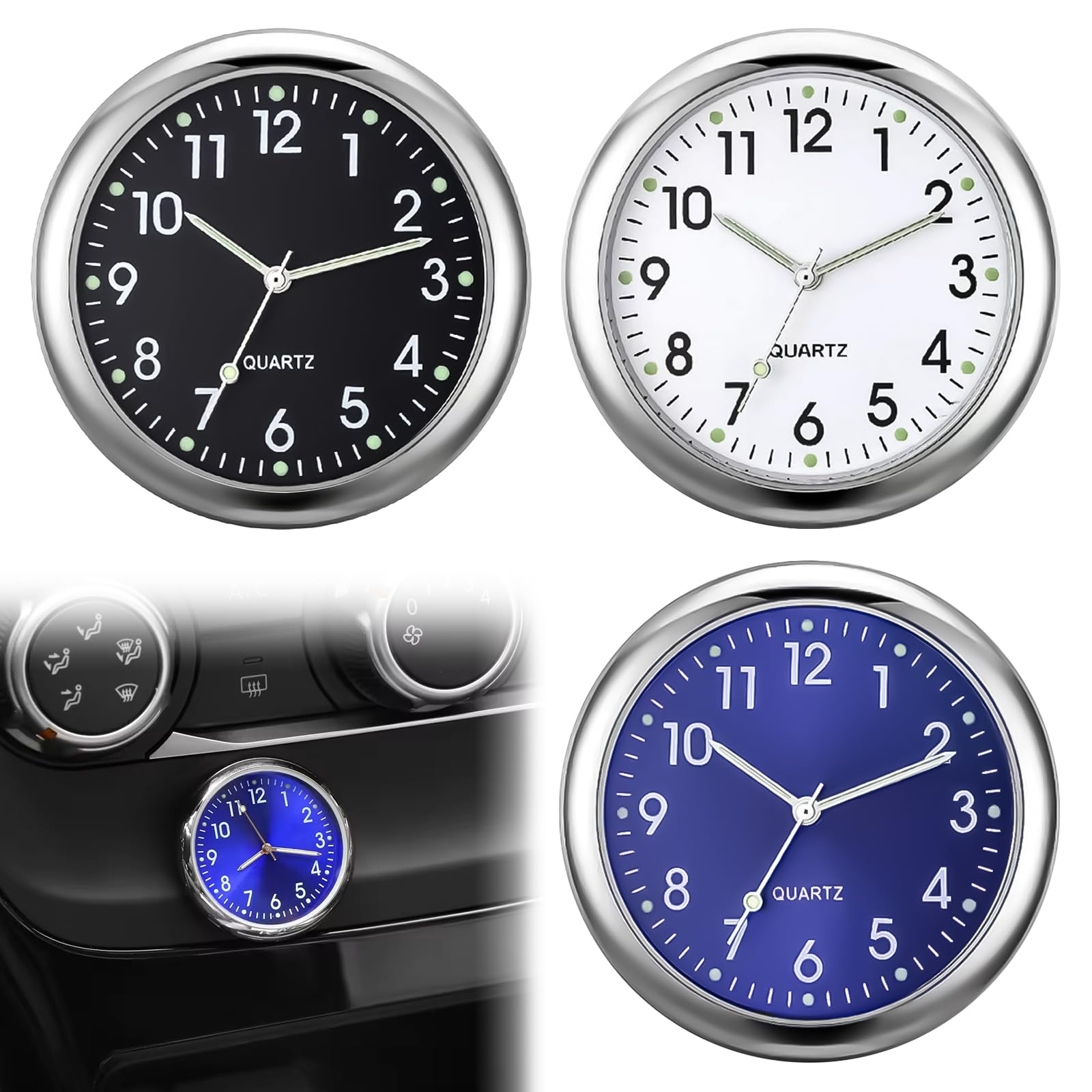 Neyeau 3PCS Car Clock,Car Dashboard Accessories,Car Clocks for ...