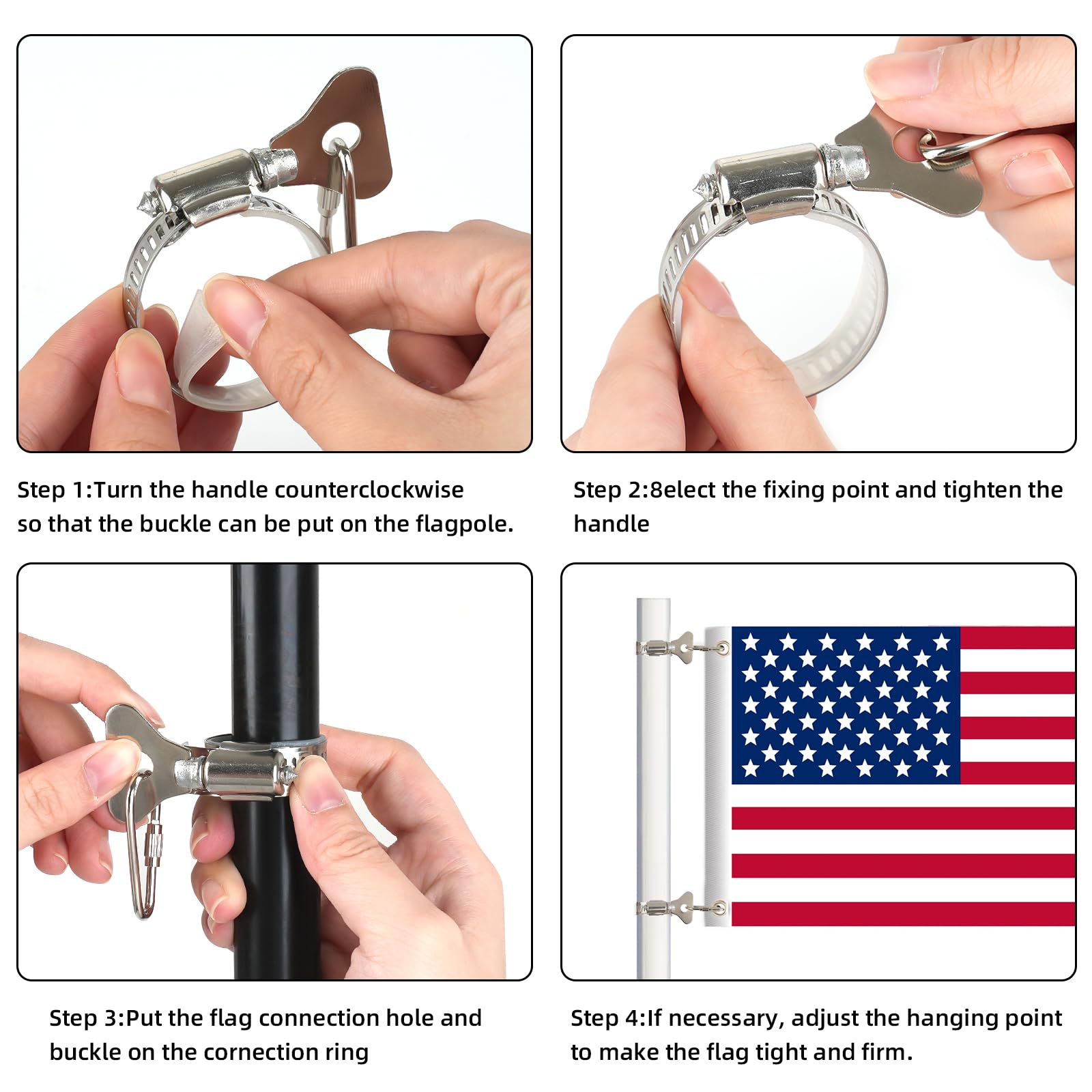 Snapklik.com : Lcusepu Flag Clips For Flagpole, Stainless Steel ...