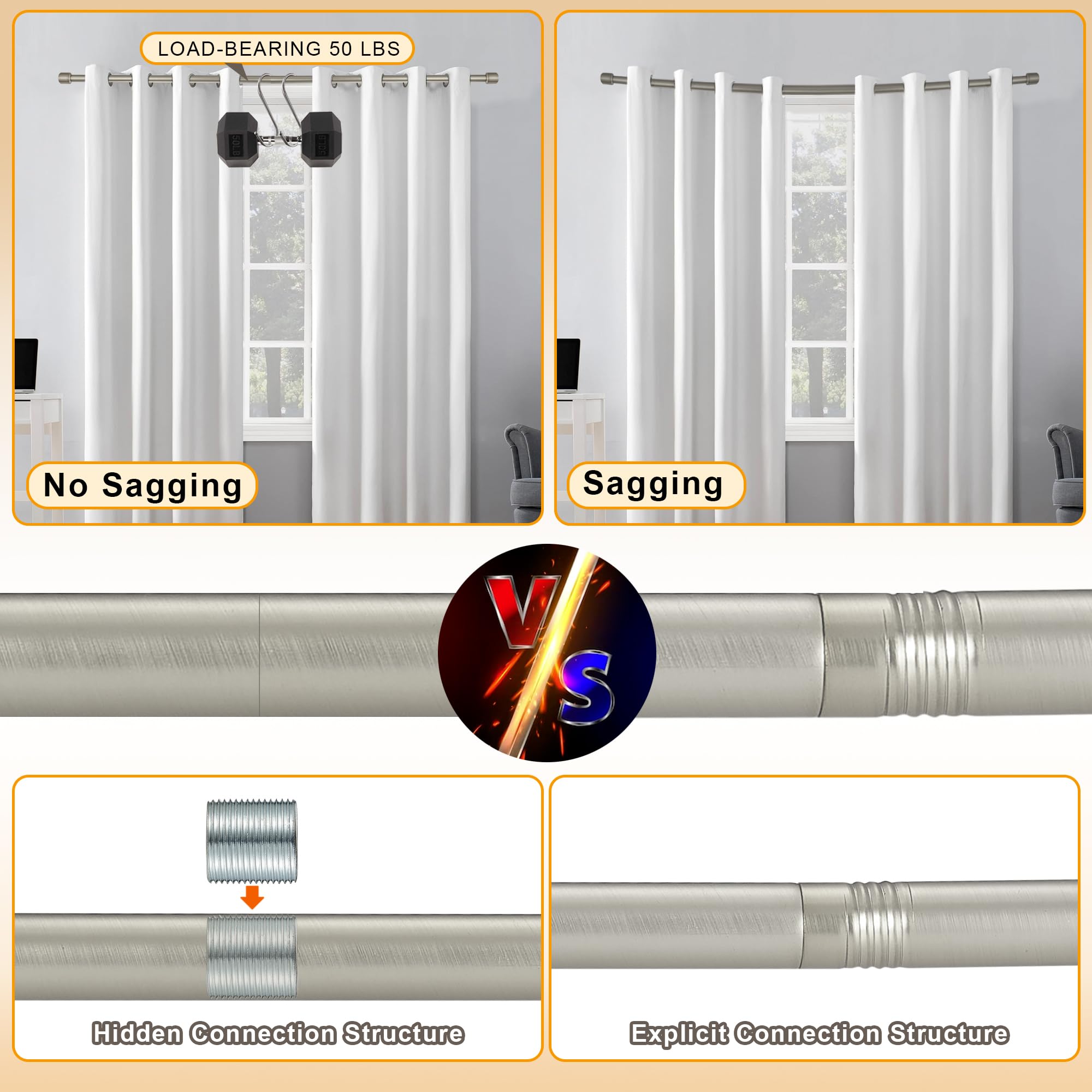 Snapklik.com : Brushed Nickel Curtain Rod For Windows 16 To 28 Inch ...