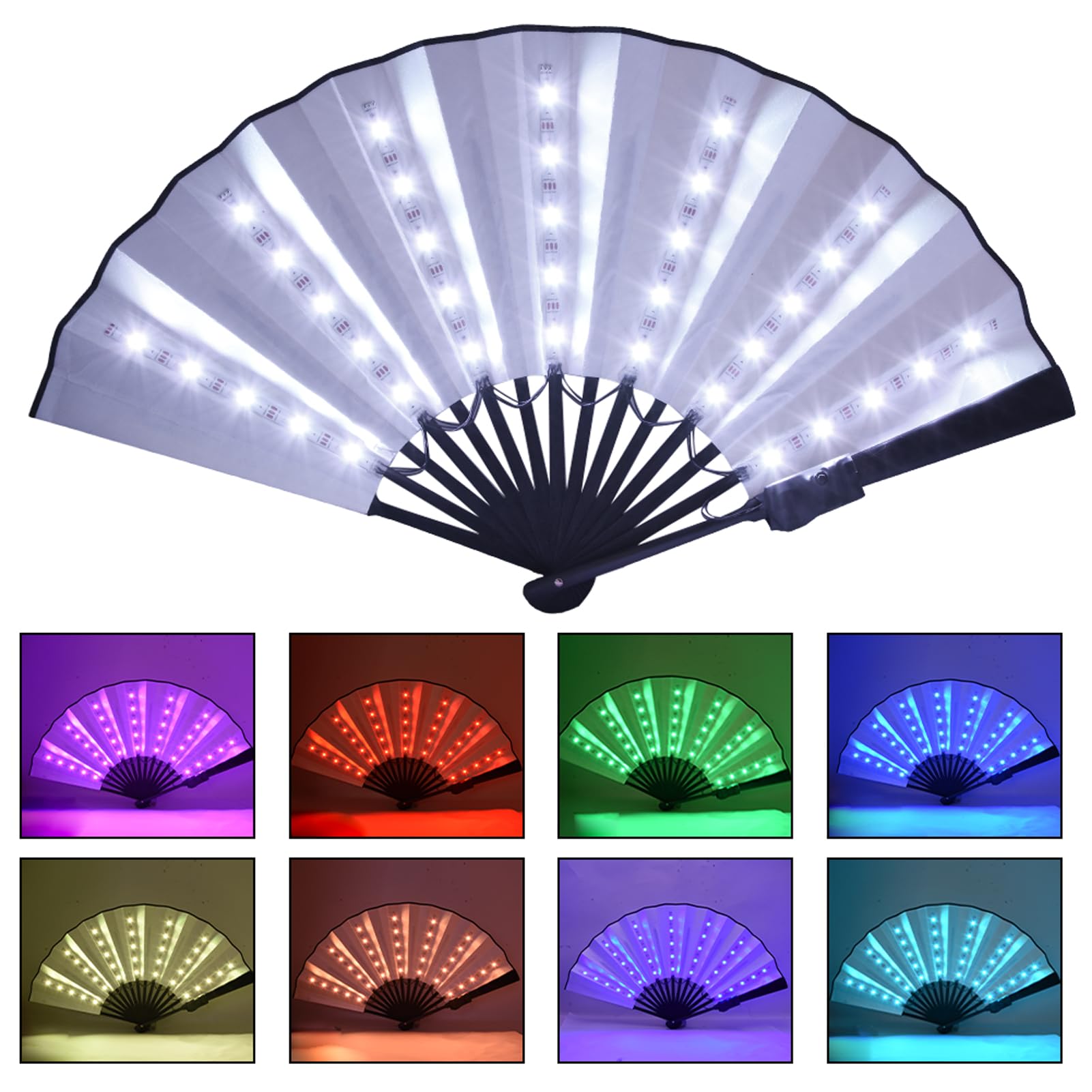 Amazon.com: Saycker Folding Fan Led Fan Light Up Hand Fan with Remote ...