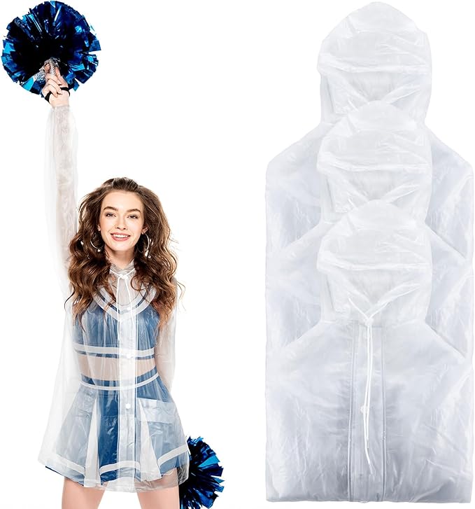 Amazon.com: Xtinmee 3 Pcs Clear Rain Jacket for Cheerleading ...